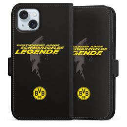 DeinDesign iPhone 15 Handy Klapph&uuml;lle Handyh&uuml;lle aus Kunst Leder schwarz Flip Case Borussia Dortmund Bvb Marco Reus Sideflip mit Lasche