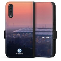 DeinDesign Galaxy A50 Handy Klapph&uuml;lle Handyh&uuml;lle aus Kunst Leder schwarz Flip Case Fc Schalke 04 Official Licensed Product Stadium Sideflip mit Lasche