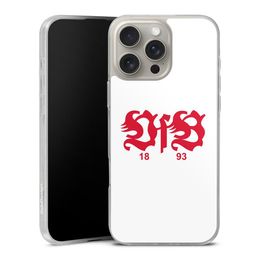 DeinDesign iPhone 16 Pro Max Handy Silikon H&uuml;lle Case transparent Handyh&uuml;lle Official Licensed Product Lettering Vfb Stuttgart Silikon Case