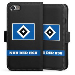 DeinDesign iPhone 8 Handy Klapph&uuml;lle Handyh&uuml;lle aus Kunst Leder schwarz Flip Case Hamburger Sv Statement Hsv Sideflip mit Lasche