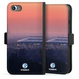 DeinDesign iPhone 8 Handy Klapph&uuml;lle Handyh&uuml;lle aus Kunst Leder schwarz Flip Case Official Licensed Product Stadium Fc Schalke 04 Sideflip mit Lasche