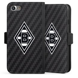 DeinDesign iPhone SE (2022) Handy Klapph&uuml;lle Handyh&uuml;lle aus Kunst Leder schwarz Flip Case Gladbach Carbon Borussia M&ouml;nchengladbach Sideflip mit Lasche