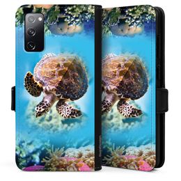 DeinDesign Galaxy S20 Handy Klapph&uuml;lle Handyh&uuml;lle aus Kunst Leder schwarz Flip Case Animals Ocean Turtle Sideflip mit Lasche