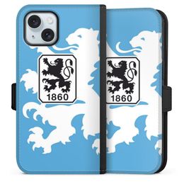 DeinDesign iPhone 15 Handy Klapph&uuml;lle Handyh&uuml;lle aus Kunst Leder schwarz Flip Case Coat Of Arms Tsv 1860 M&uuml;nchen Official Licensed Product Sideflip mit Lasche