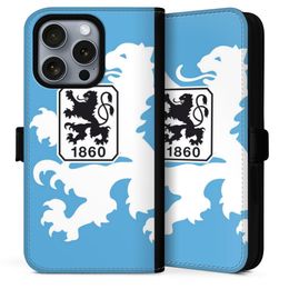 DeinDesign iPhone 16 Pro Max Handy Klapph&uuml;lle Handyh&uuml;lle aus Kunst Leder schwarz Flip Case Coat Of Arms Tsv 1860 M&uuml;nchen Official Licensed Product Sideflip mit 