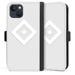 DeinDesign iPhone 13 Handy Klapph&uuml;lle Handyh&uuml;lle aus Kunst Leder schwarz Flip Case Hsv Hamburger Sv Coat Of Arms Sideflip mit Lasche