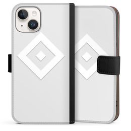 DeinDesign iPhone 14 Handy Klapph&uuml;lle Handyh&uuml;lle aus Kunst Leder schwarz Flip Case Hsv Hamburger Sv Coat Of Arms Sideflip mit Lasche
