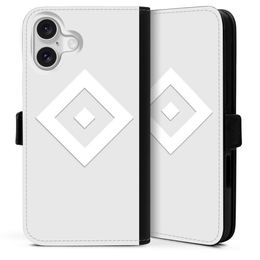 DeinDesign iPhone 16 Plus Handy Klapph&uuml;lle Handyh&uuml;lle aus Kunst Leder schwarz Flip Case Hsv Hamburger Sv Coat Of Arms Sideflip mit Lasche