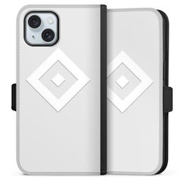 DeinDesign iPhone 15 Handy Klapph&uuml;lle Handyh&uuml;lle aus Kunst Leder schwarz Flip Case Hsv Hamburger Sv Coat Of Arms Sideflip mit Lasche