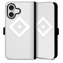 DeinDesign iPhone 16 Handy Klapph&uuml;lle Handyh&uuml;lle aus Kunst Leder schwarz Flip Case Hsv Hamburger Sv Coat Of Arms Sideflip mit Lasche
