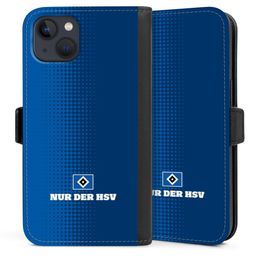 DeinDesign iPhone 13 Handy Klapph&uuml;lle Handyh&uuml;lle aus Kunst Leder schwarz Flip Case Hsv Logo Official Licensed Product Sideflip mit Lasche