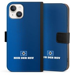 DeinDesign iPhone 14 Handy Klapph&uuml;lle Handyh&uuml;lle aus Kunst Leder schwarz Flip Case Hsv Logo Official Licensed Product Sideflip mit Lasche