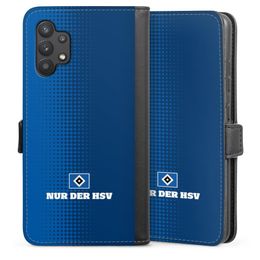 DeinDesign Galaxy A32 4G Handy Klapph&uuml;lle Handyh&uuml;lle aus Kunst Leder schwarz Flip Case Hsv Logo Official Licensed Product Sideflip mit Lasche