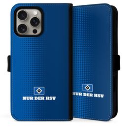 DeinDesign iPhone 16 Pro Handy Klapph&uuml;lle Handyh&uuml;lle aus Kunst Leder schwarz Flip Case Hsv Logo Official Licensed Product Sideflip mit Lasche