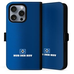 DeinDesign iPhone 16 Pro Max Handy Klapph&uuml;lle Handyh&uuml;lle aus Kunst Leder schwarz Flip Case Hsv Logo Official Licensed Product Sideflip mit Lasche