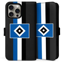 DeinDesign iPhone 16 Pro Handy Klapph&uuml;lle Handyh&uuml;lle aus Kunst Leder schwarz Flip Case Hamburger Sv Transparent Hsv Sideflip mit Lasche