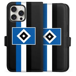 DeinDesign iPhone 15 Pro Max Handy Klapph&uuml;lle Handyh&uuml;lle aus Kunst Leder schwarz Flip Case Hamburger Sv Transparent Hsv Sideflip mit Lasche