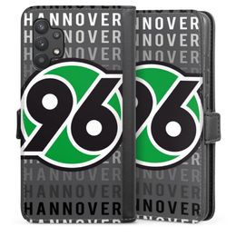 DeinDesign Galaxy A32 4G Handy Klapph&uuml;lle Handyh&uuml;lle aus Kunst Leder schwarz Flip Case H96 Hannover 96 Official Licensed Product Sideflip mit Lasche