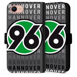 DeinDesign iPhone 16e Handy Klapph&uuml;lle Handyh&uuml;lle aus Kunst Leder schwarz Flip Case H96 Hannover 96 Official Licensed Product Sideflip mit Lasche