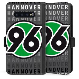DeinDesign Galaxy S10 Plus Handy Klapph&uuml;lle Handyh&uuml;lle aus Kunst Leder schwarz Flip Case H96 Hannover 96 Official Licensed Product Sideflip mit Lasche