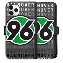DeinDesign iPhone 11 Pro Handy Klapph&uuml;lle Handyh&uuml;lle aus Kunst Leder schwarz Flip Case H96 Hannover 96 Official Licensed Product Sideflip mit Lasche