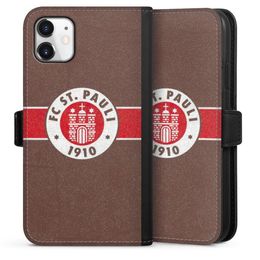 DeinDesign iPhone 11 Handy Klapph&uuml;lle Handyh&uuml;lle aus Kunst Leder schwarz Flip Case Fc St. Pauli Logo Official Licensed Product Sideflip mit Lasche
