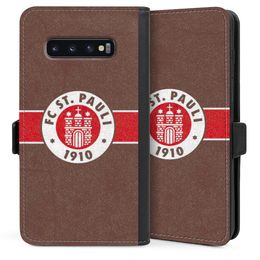 DeinDesign Galaxy S10 Plus Handy Klapph&uuml;lle Handyh&uuml;lle aus Kunst Leder schwarz Flip Case Fc St. Pauli Logo Official Licensed Product Sideflip mit Lasche