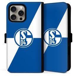 DeinDesign iPhone 16 Pro Handy Klapph&uuml;lle Handyh&uuml;lle aus Kunst Leder schwarz Flip Case Official Licensed Product Fc Schalke 04 Bundesliga Sideflip mit Lasche