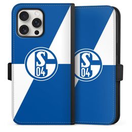 DeinDesign iPhone 15 Pro Max Handy Klapph&uuml;lle Handyh&uuml;lle aus Kunst Leder schwarz Flip Case Official Licensed Product Fc Schalke 04 Bundesliga Sideflip mit Lasche