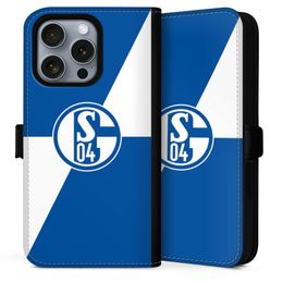 DeinDesign iPhone 16 Pro Max Handy Klapph&uuml;lle Handyh&uuml;lle aus Kunst Leder schwarz Flip Case Official Licensed Product Fc Schalke 04 Bundesliga Sideflip mit Lasche