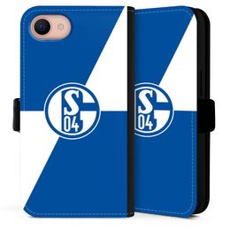 DeinDesign iPhone 16e Handy Klapph&uuml;lle Handyh&uuml;lle aus Kunst Leder schwarz Flip Case Official Licensed Product Fc Schalke 04 Bundesliga Sideflip mit Lasche