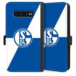 DeinDesign Galaxy S10 Plus Handy Klapph&uuml;lle Handyh&uuml;lle aus Kunst Leder schwarz Flip Case Official Licensed Product Fc Schalke 04 Bundesliga Sideflip mit Lasche