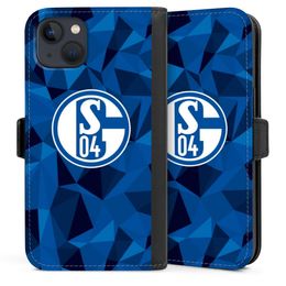 DeinDesign iPhone 13 Handy Klapph&uuml;lle Handyh&uuml;lle aus Kunst Leder schwarz Flip Case Camouflage Fc Schalke 04 Muster Sideflip mit Lasche