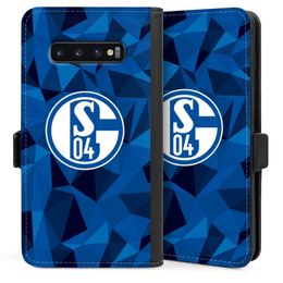 DeinDesign Galaxy S10 Plus Handy Klapph&uuml;lle Handyh&uuml;lle aus Kunst Leder schwarz Flip Case Camouflage Fc Schalke 04 Muster Sideflip mit Lasche