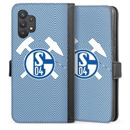 DeinDesign Galaxy A32 4G Handy Klapph&uuml;lle Handyh&uuml;lle aus Kunst Leder schwarz Flip Case Bundesliga Stripes Fc Schalke 04 Sideflip mit Lasche