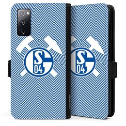 DeinDesign Galaxy S20 Handy Klapph&uuml;lle Handyh&uuml;lle aus Kunst Leder schwarz Flip Case Bundesliga Stripes Fc Schalke 04 Sideflip mit Lasche
