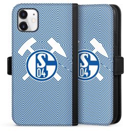 DeinDesign iPhone 11 Handy Klapph&uuml;lle Handyh&uuml;lle aus Kunst Leder schwarz Flip Case Bundesliga Stripes Fc Schalke 04 Sideflip mit Lasche