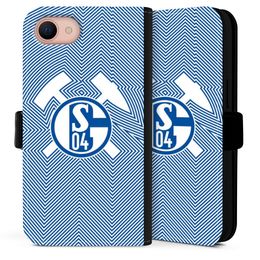 DeinDesign iPhone 16e Handy Klapph&uuml;lle Handyh&uuml;lle aus Kunst Leder schwarz Flip Case Bundesliga Stripes Fc Schalke 04 Sideflip mit Lasche