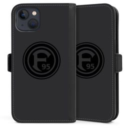 DeinDesign iPhone 13 Handy Klapph&uuml;lle Handyh&uuml;lle aus Kunst Leder schwarz Flip Case F95 Fortuna D&uuml;sseldorf Logo Sideflip mit Lasche