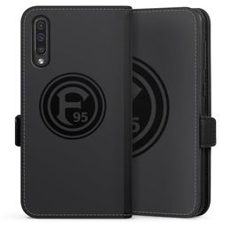 DeinDesign Galaxy A50 Handy Klapph&uuml;lle Handyh&uuml;lle aus Kunst Leder schwarz Flip Case F95 Fortuna D&uuml;sseldorf Logo Sideflip mit Lasche