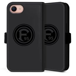 DeinDesign iPhone 16e Handy Klapph&uuml;lle Handyh&uuml;lle aus Kunst Leder schwarz Flip Case F95 Fortuna D&uuml;sseldorf Logo Sideflip mit Lasche