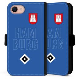 DeinDesign iPhone 16e Handy Klapph&uuml;lle Handyh&uuml;lle aus Kunst Leder schwarz Flip Case Official Licensed Product Hamburg Hamburger Sv Sideflip mit Lasche