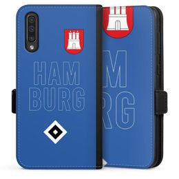 DeinDesign Galaxy A50 Handy Klapph&uuml;lle Handyh&uuml;lle aus Kunst Leder schwarz Flip Case Official Licensed Product Hamburg Hamburger Sv Sideflip mit Lasche