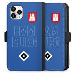 DeinDesign iPhone 11 Pro Handy Klapph&uuml;lle Handyh&uuml;lle aus Kunst Leder schwarz Flip Case Official Licensed Product Hamburg Hamburger Sv Sideflip mit Lasche