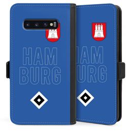 DeinDesign Galaxy S10 Plus Handy Klapph&uuml;lle Handyh&uuml;lle aus Kunst Leder schwarz Flip Case Official Licensed Product Hamburg Hamburger Sv Sideflip mit Lasche