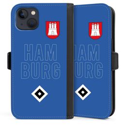 DeinDesign iPhone 13 Handy Klapph&uuml;lle Handyh&uuml;lle aus Kunst Leder schwarz Flip Case Official Licensed Product Hamburg Hamburger Sv Sideflip mit Lasche