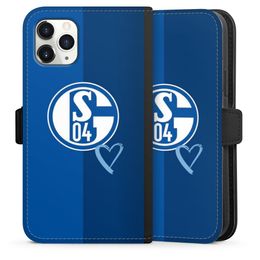 DeinDesign iPhone 11 Pro Handy Klapph&uuml;lle Handyh&uuml;lle aus Kunst Leder schwarz Flip Case Heart Schalke 04 Fc Schalke 04 Sideflip mit Lasche