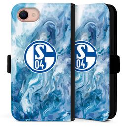 DeinDesign iPhone 16e Handy Klapph&uuml;lle Handyh&uuml;lle aus Kunst Leder schwarz Flip Case Logo Fc Schalke 04 Merchandise Sideflip mit Lasche