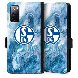 DeinDesign Galaxy S20 Handy Klapph&uuml;lle Handyh&uuml;lle aus Kunst Leder schwarz Flip Case Fc Schalke 04 Logo Merchandise Sideflip mit Lasche
