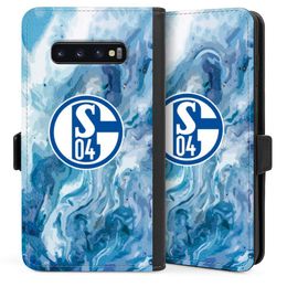 DeinDesign Galaxy S10 Plus Handy Klapph&uuml;lle Handyh&uuml;lle aus Kunst Leder schwarz Flip Case Logo Fc Schalke 04 Merchandise Sideflip mit Lasche